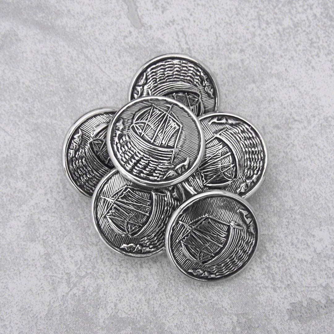Nautical Ship Buttons, 20mm .78 Inch - Etched Sea Fairing Sail Boat ...