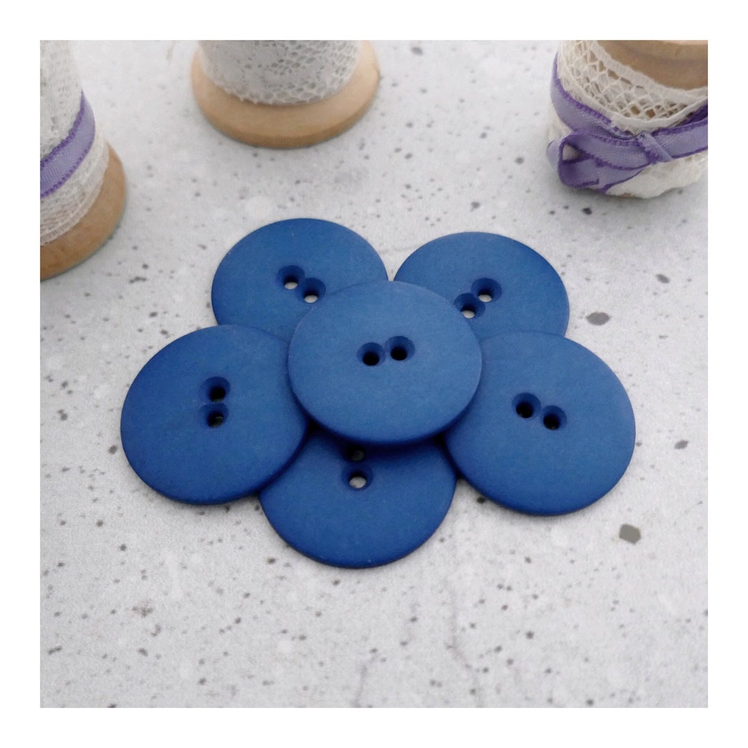 Matte Blue Sew-through, 28mm 1-1/8 Inch - Saturated Cobalt Blue 2-hole ...