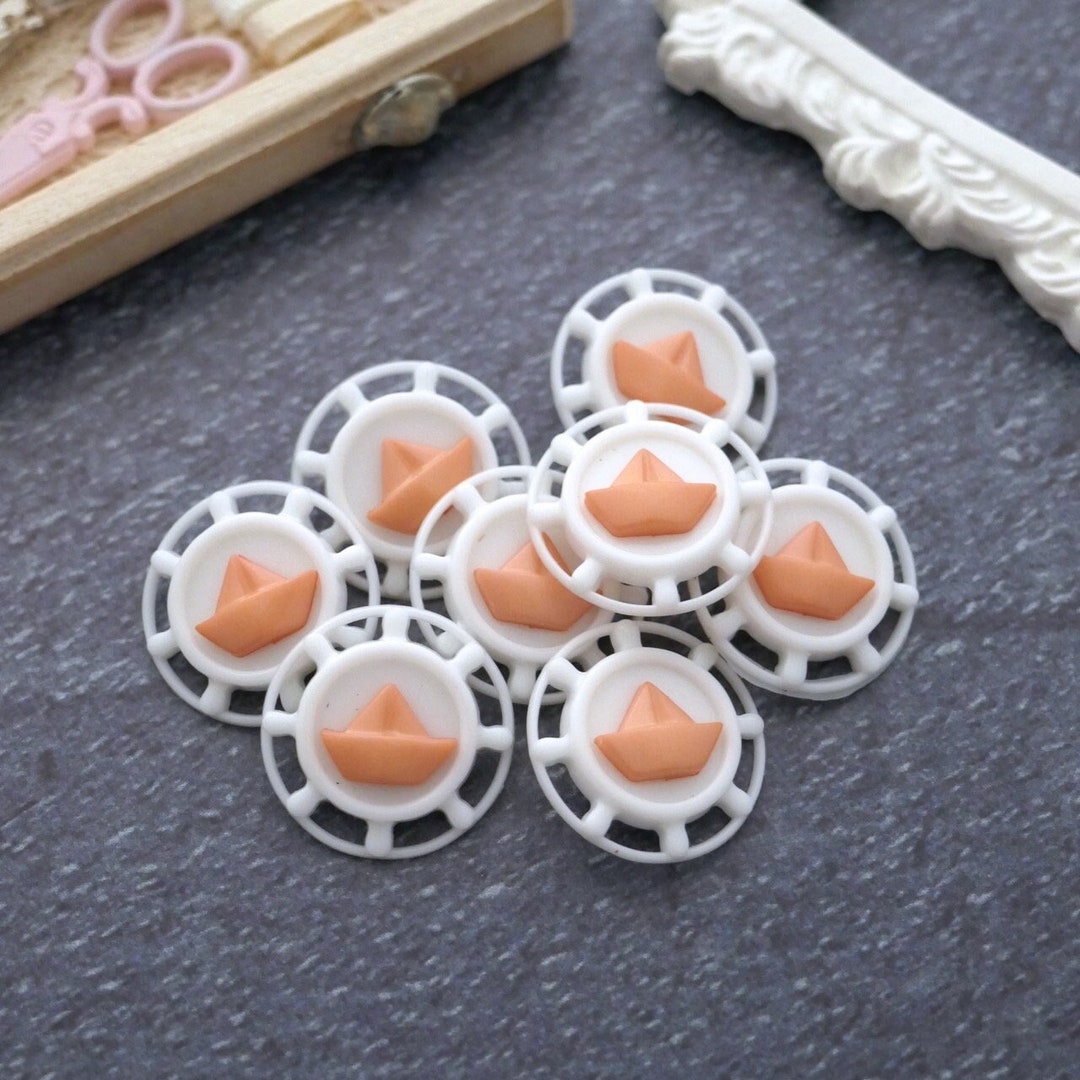 Origami Boat Buttons, 18mm .71 in CHOOSE Red, Navy Blue, Peach 8 VTG ...