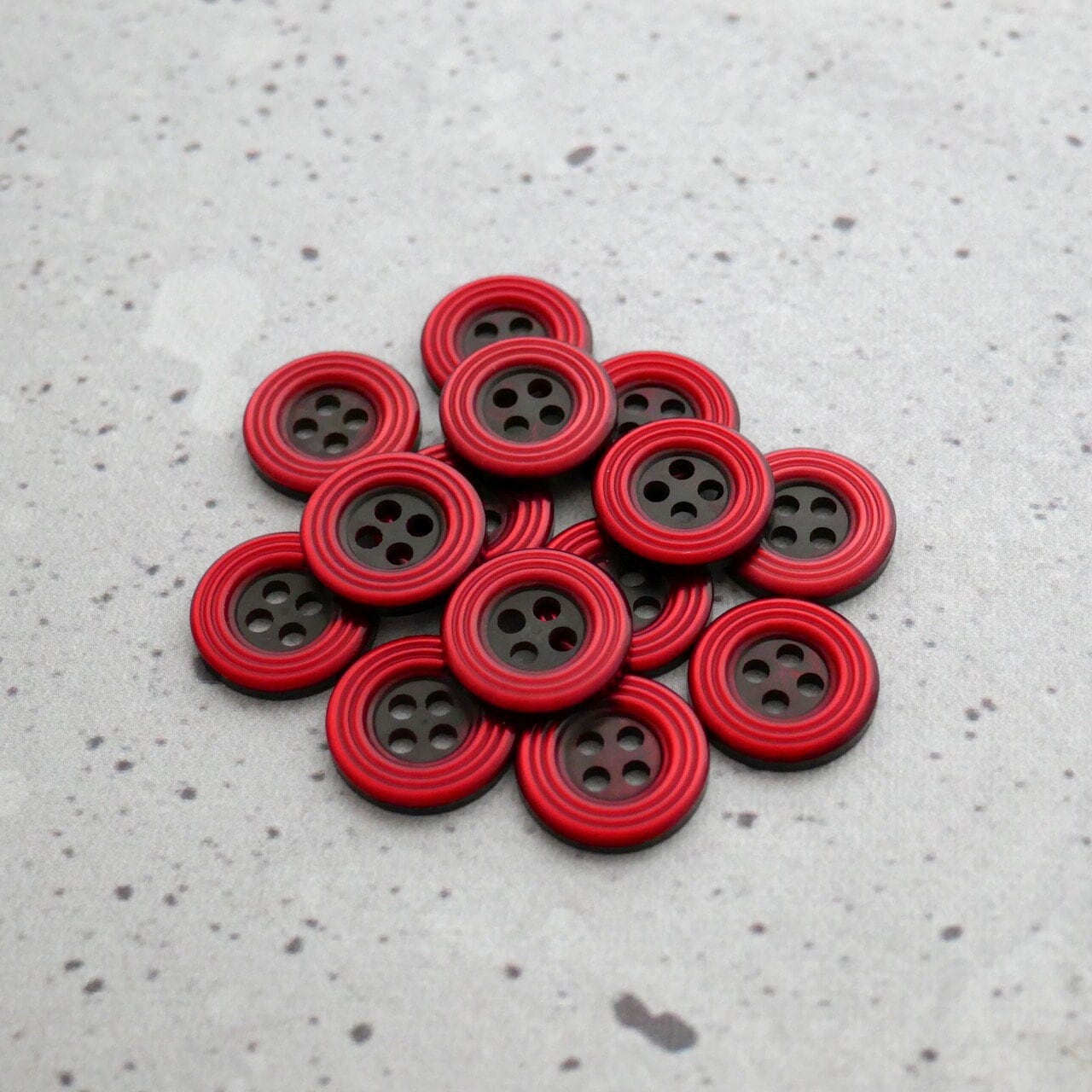 Small Red & Black Buttons, ≈15mm 5/8" - Little Carved Luminescent-red ...