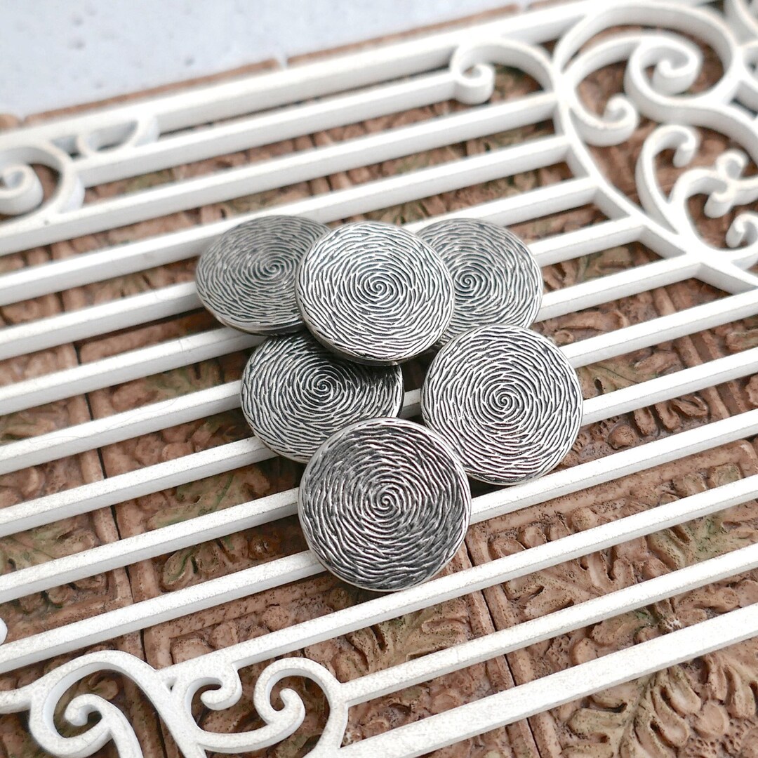 Etched Blazer Buttons, 19mm 3/4 Inch - Tree Ring Spiral Flat Top Silver ...