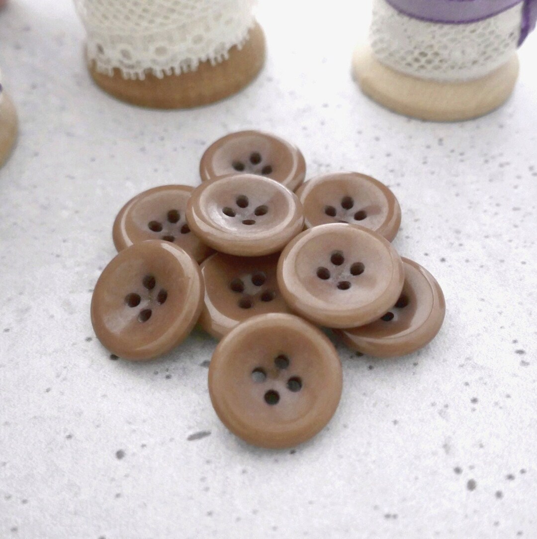 Milk Coffee Brown Buttons, 19mm 3/4 Inch - Smooth Dimpled Glossy Cafe ...