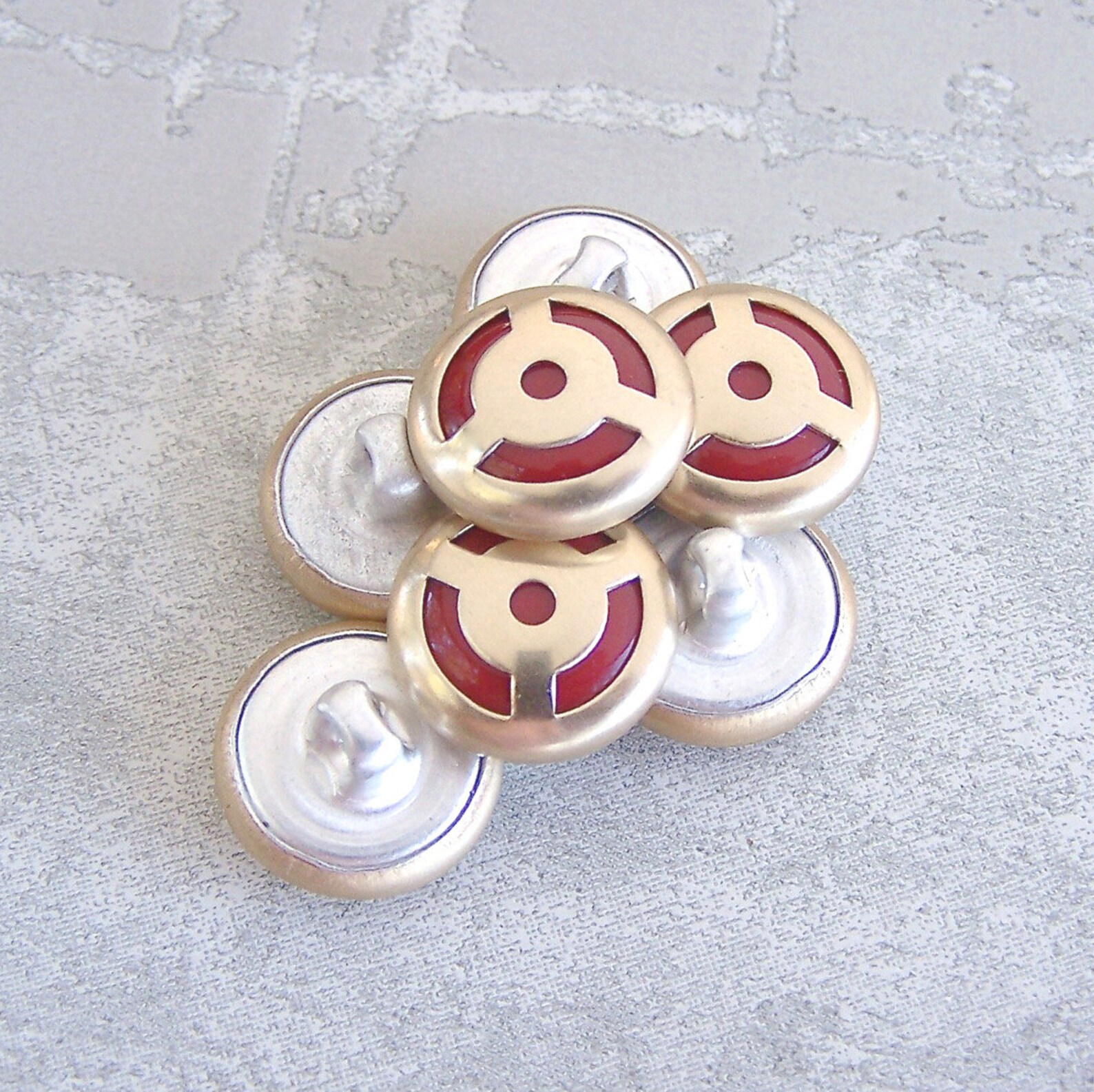 Modernist Gold Buttons, 15mm 5/8 Inch - Pierced Gold-tone Mid-century ...
