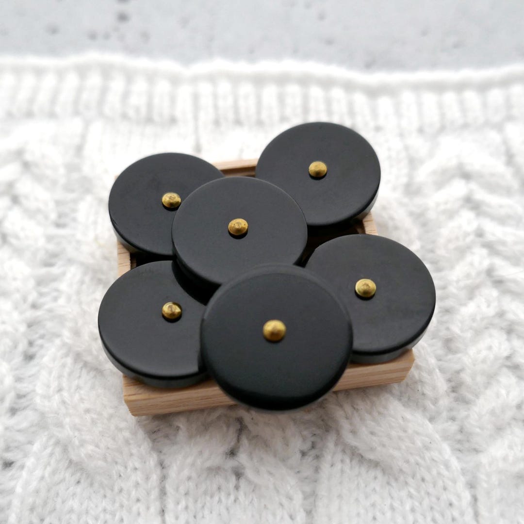 Nero Black Buttons, ≈19mm 3/4 Inch, Saturated-black Pin-shank Buttons W ...