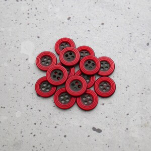Small Red & Black Buttons, ≈15mm 5/8" - Little Carved Luminescent-red ...