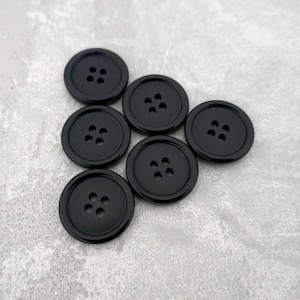 Classic Black Buttons, 26mm 1 Inch - Glossy 4-hole Sew-through ...