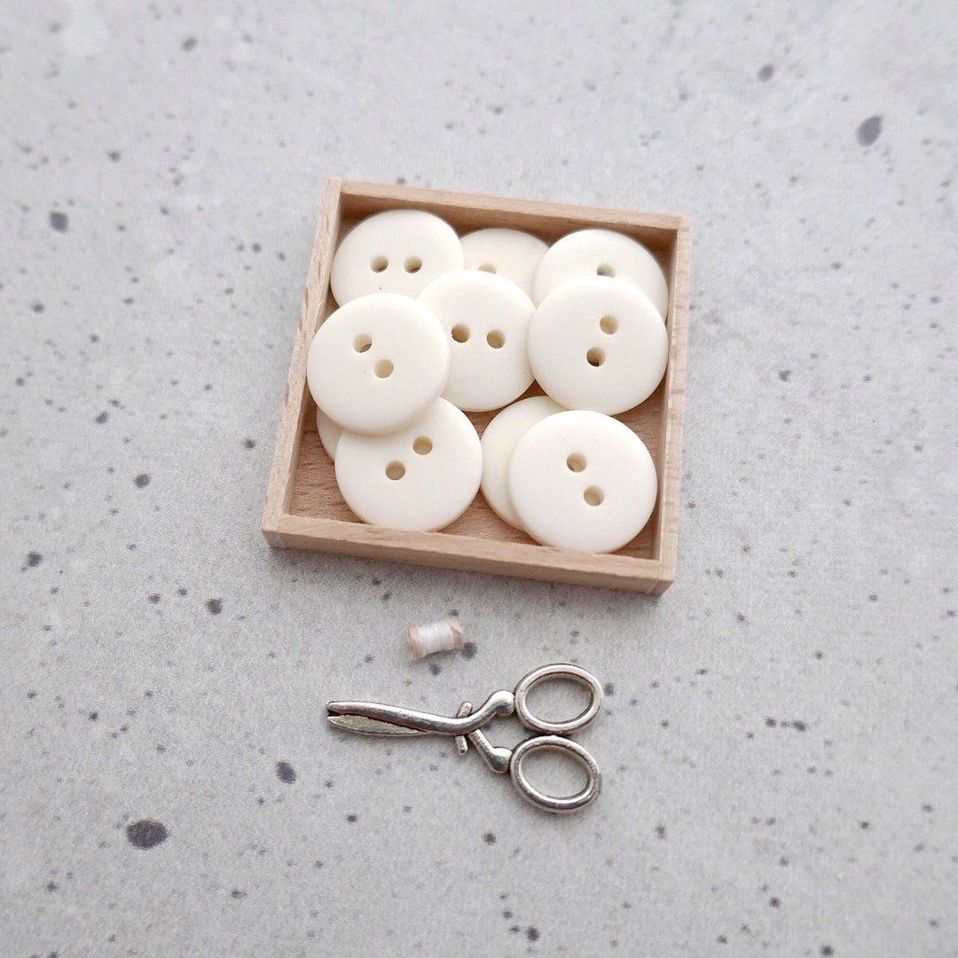 2-hole White Buttons, 14mm .55 Inch - Small Plain Matte Bisque White ...