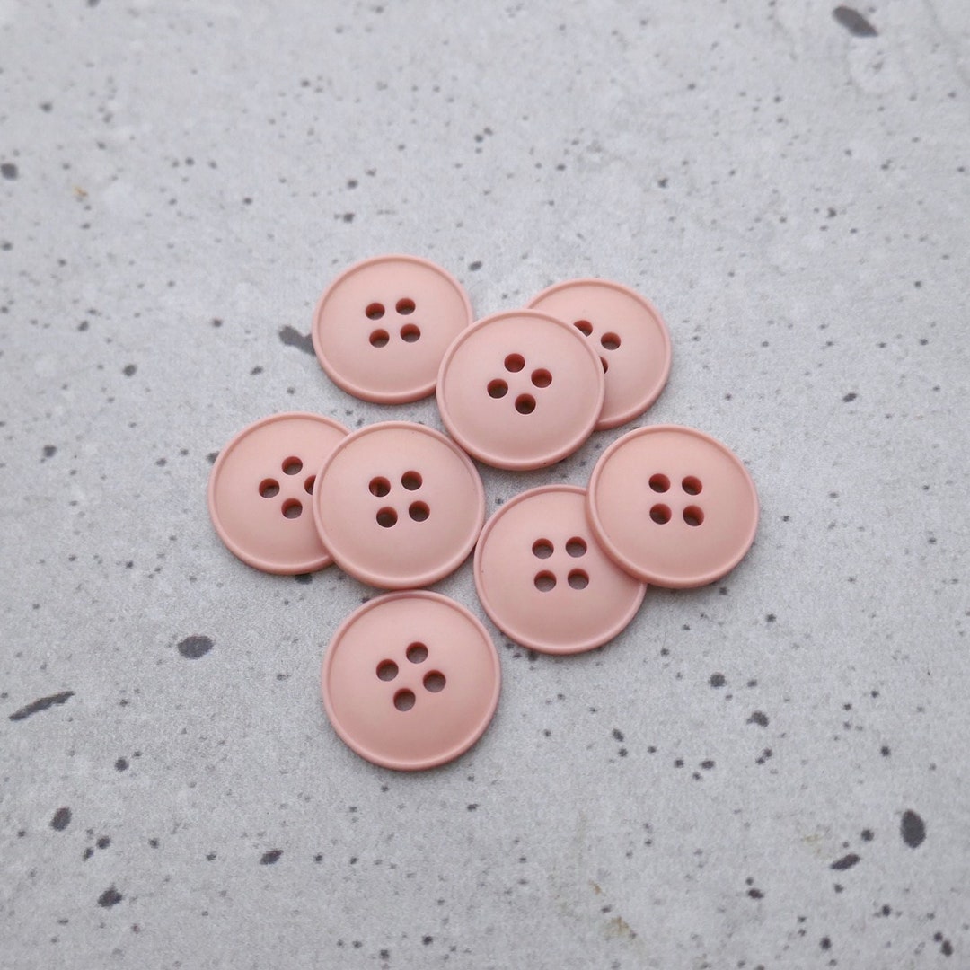 Light Pink Buttons, 19mm 3/4" - Plain 4-hole Semi-gloss Buttons in ...