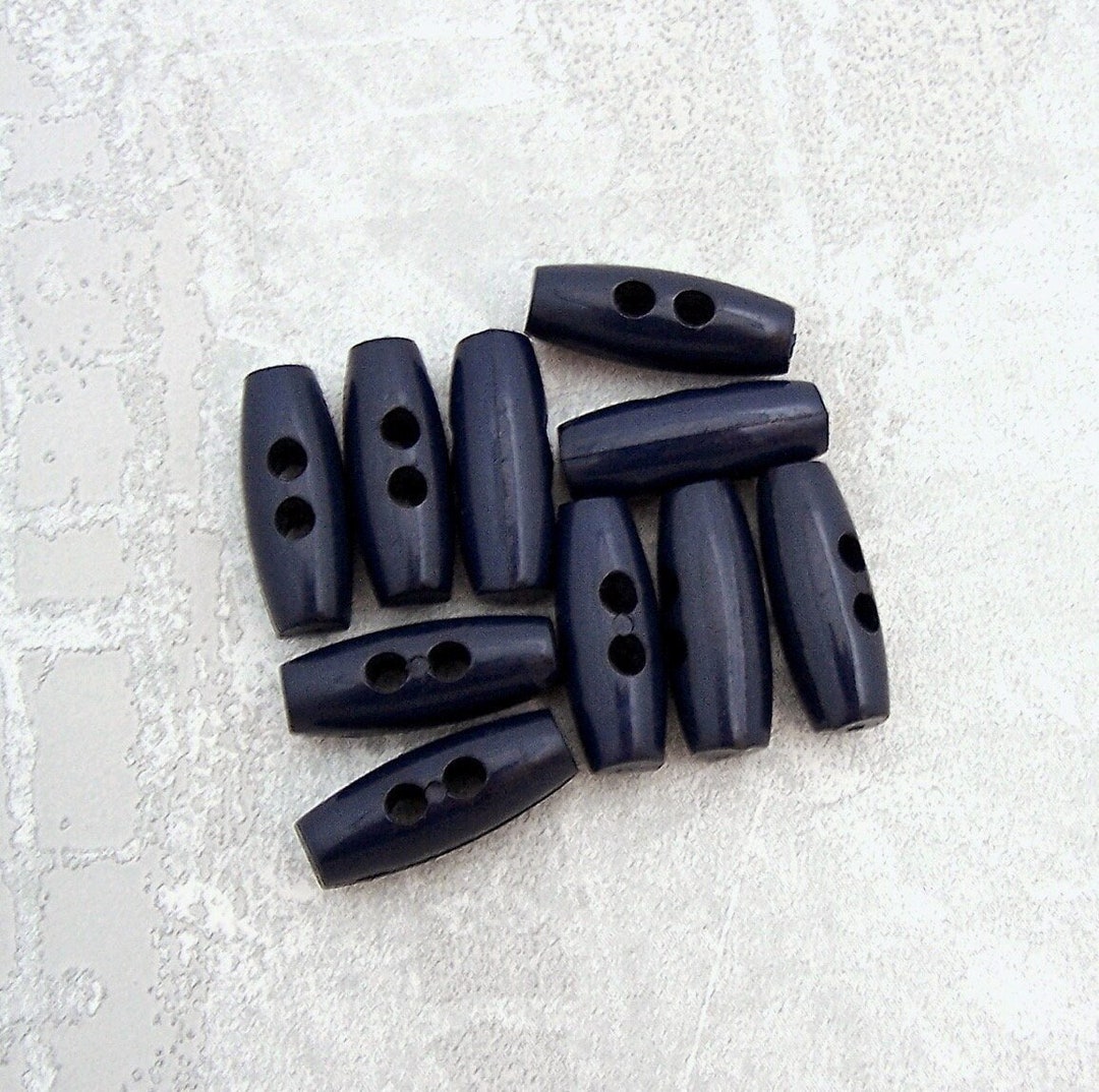 Navy Blue Toggle Buttons, 26mm 1 Inch - Glossy Dark Blue Oblong Toggle ...