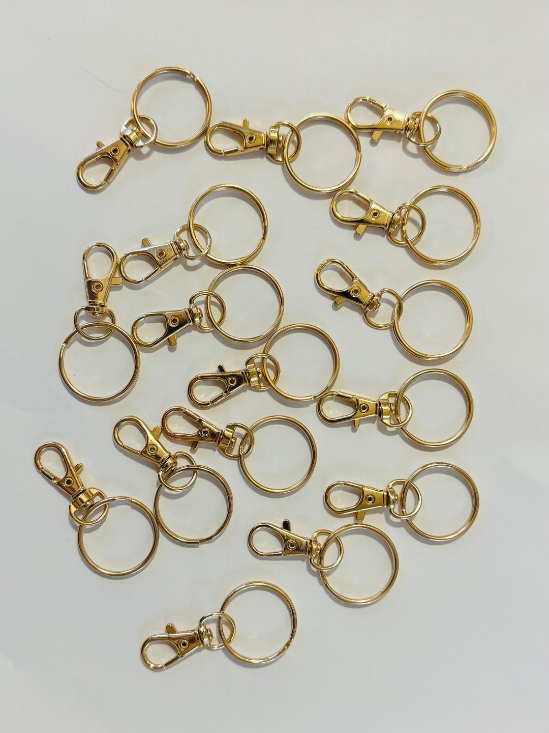 14 Golden Keychain Lobster Clasps With Split Keyring Swivel Key Chain ...