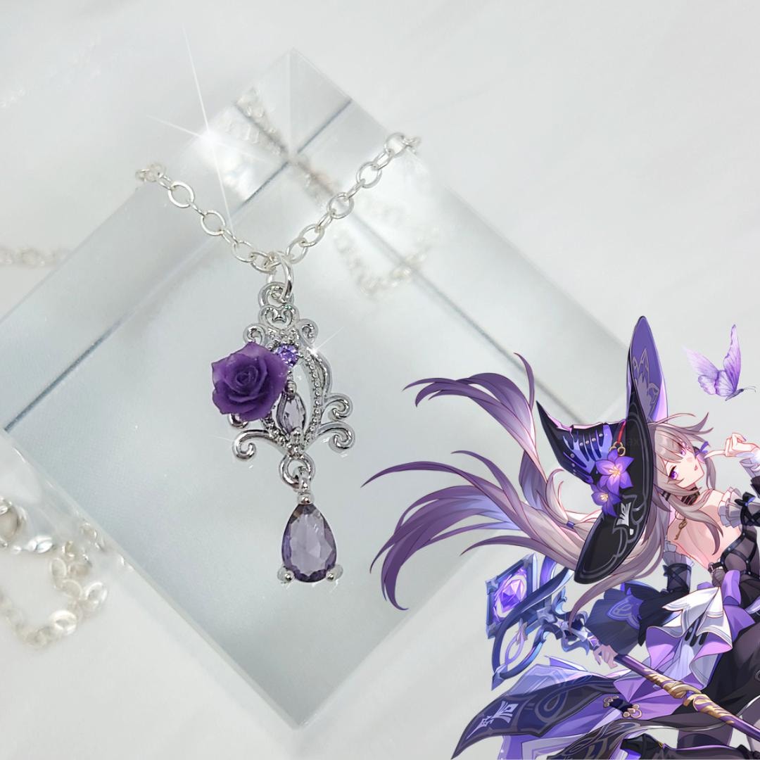 Star Rail the Herta Necklace Honkai Character Gift Purple Rose Elegant ...
