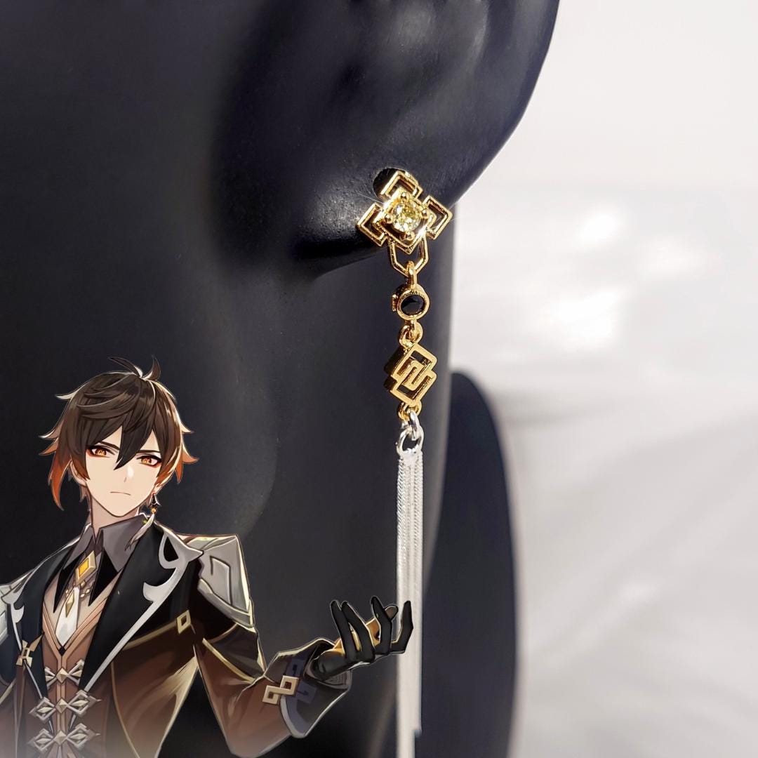 Genshin Zhongli Earrings Genshin Impact Casual Cosplay Merch Gift Amber ...