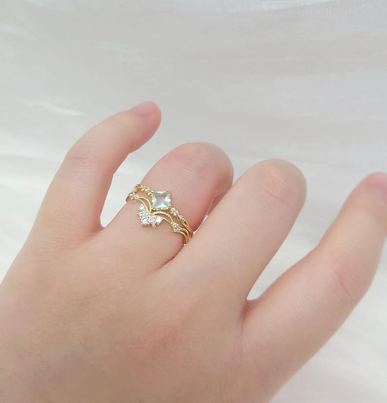 Ice Queen Blue Stack Ring – Elegant Fantasy Crown Band, Light Blue ...
