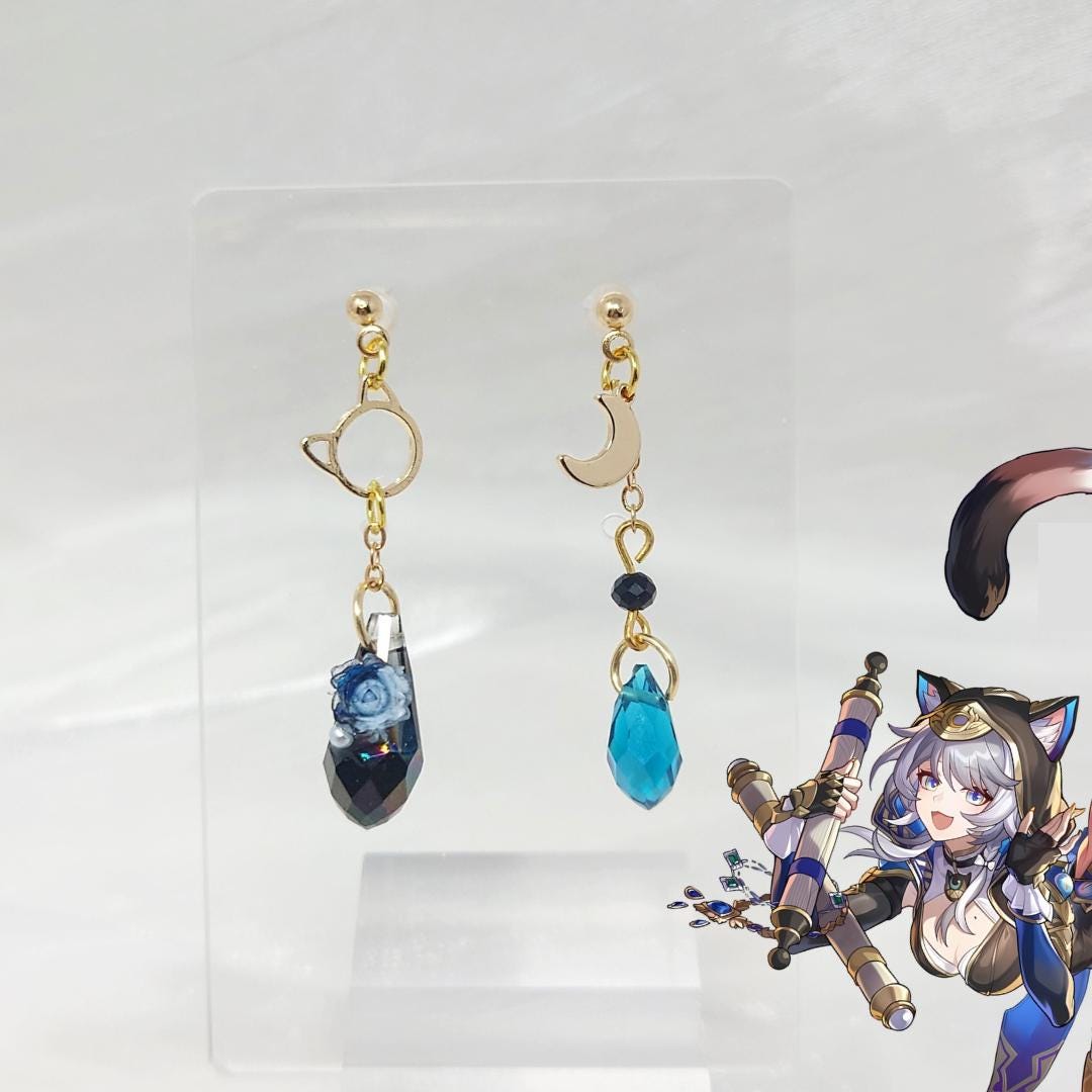 HSR Cipher Earrings Honkai Star Rail Cipher Inspired Earrings Gold Moon ...
