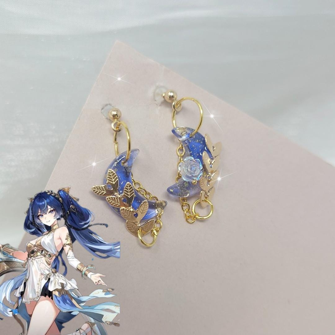 Wuthering Waves Iuno Earrings – Casual Wuwa Cosplay Earrings, Blue ...