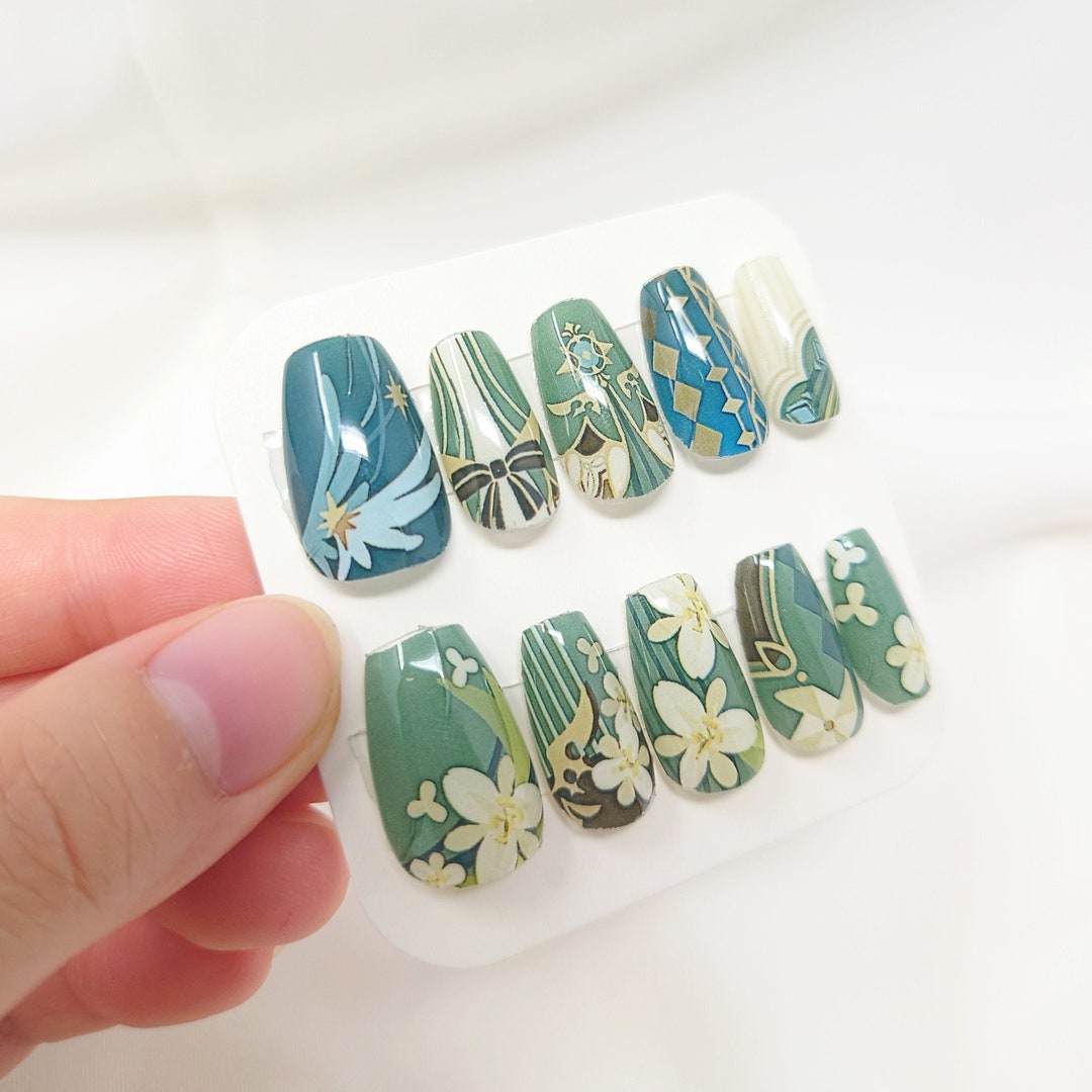 Venti's Press-on Nails Reusable A Genshin Impact-inspired Handmade Item ...