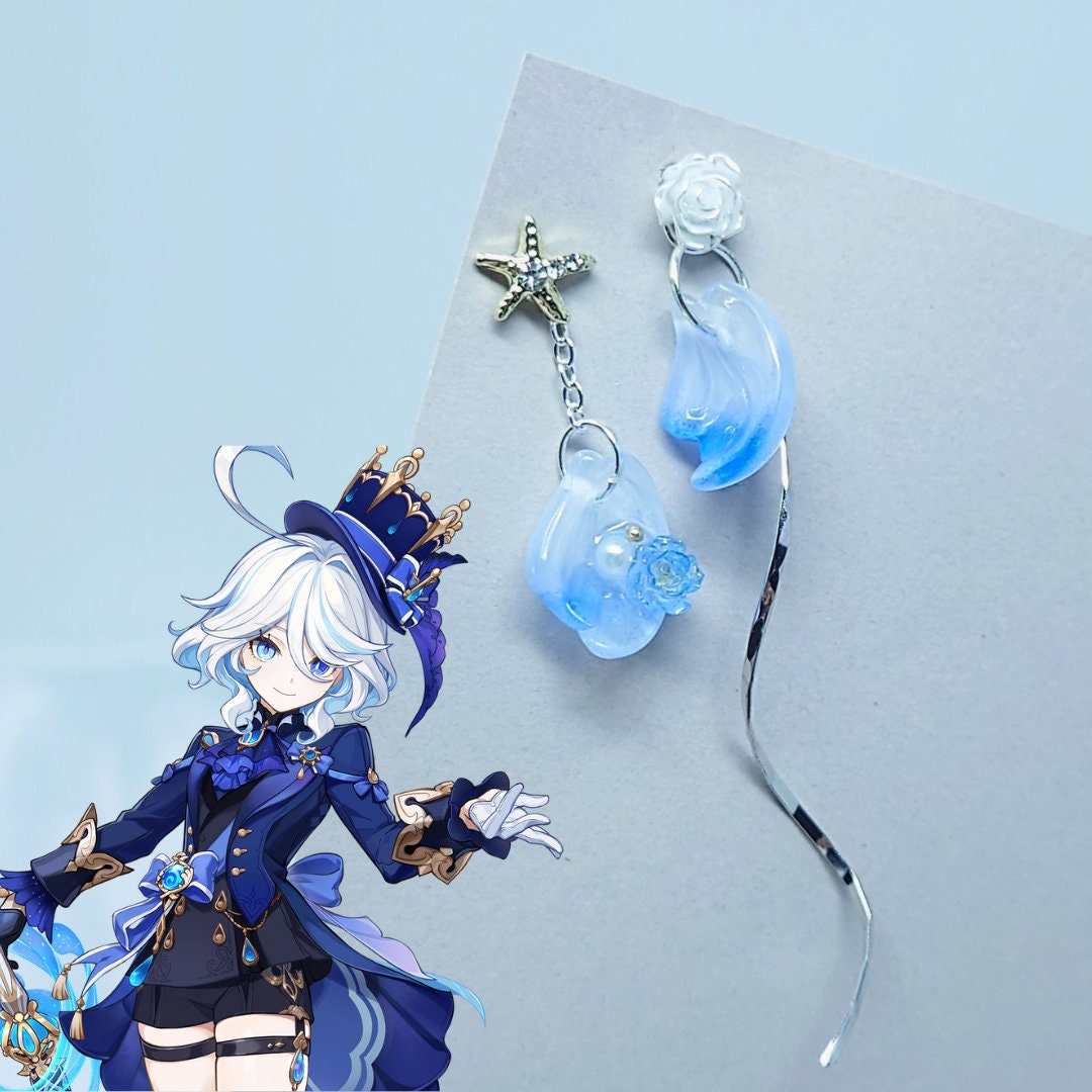 Genshin Impact Furina Earrings Gamer Cosplay Jewelry Genshin Character ...