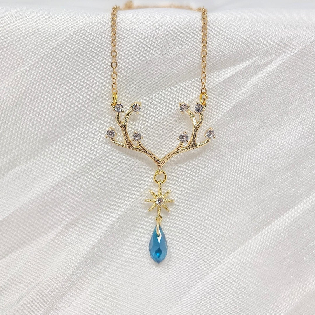 Shadow Bone Morozova's Stag Necklace Blue Gold Stag Necklace Celestial ...
