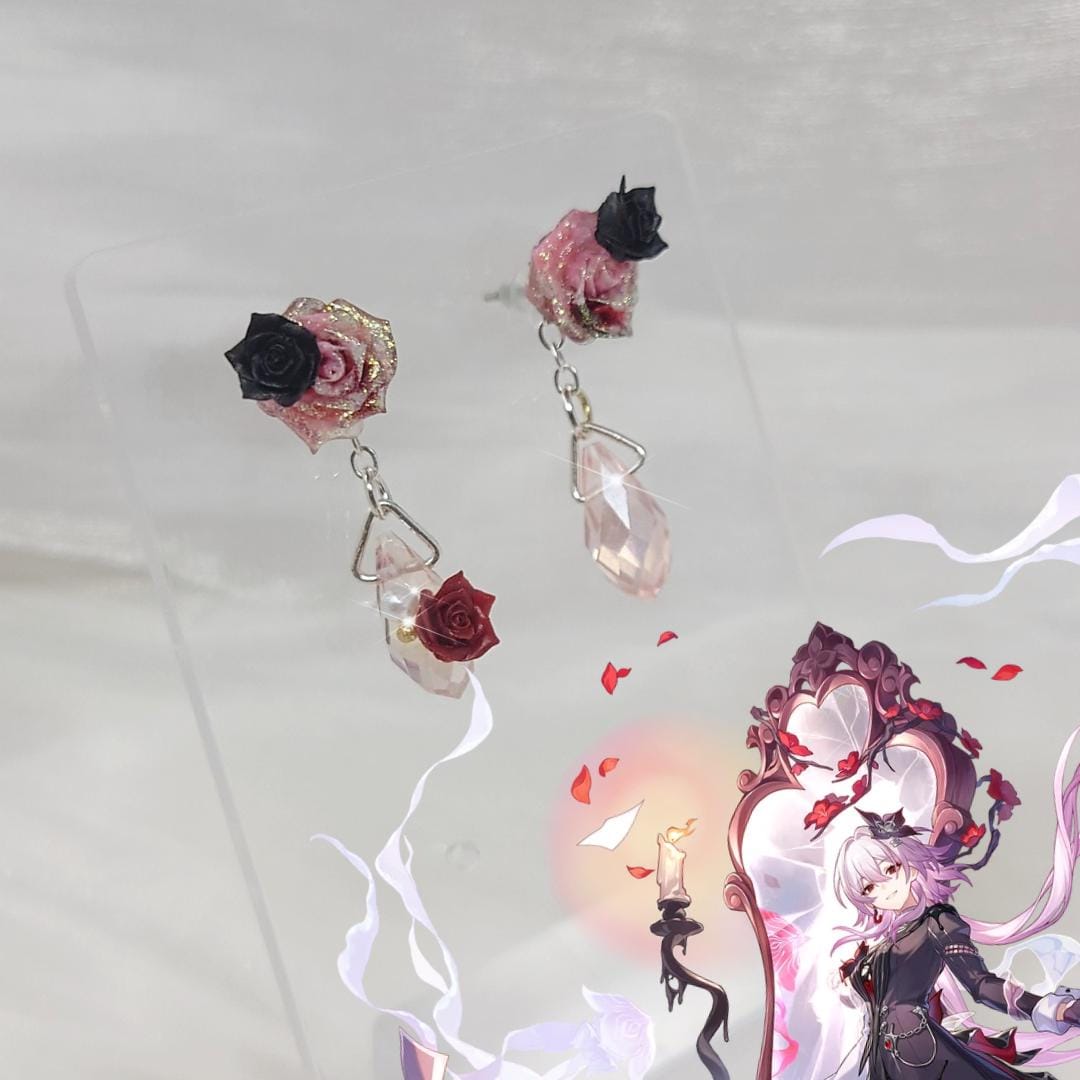 HSR Evernight Earrings – Honkai Star Rail Inspired Jewelry, Pink Red ...