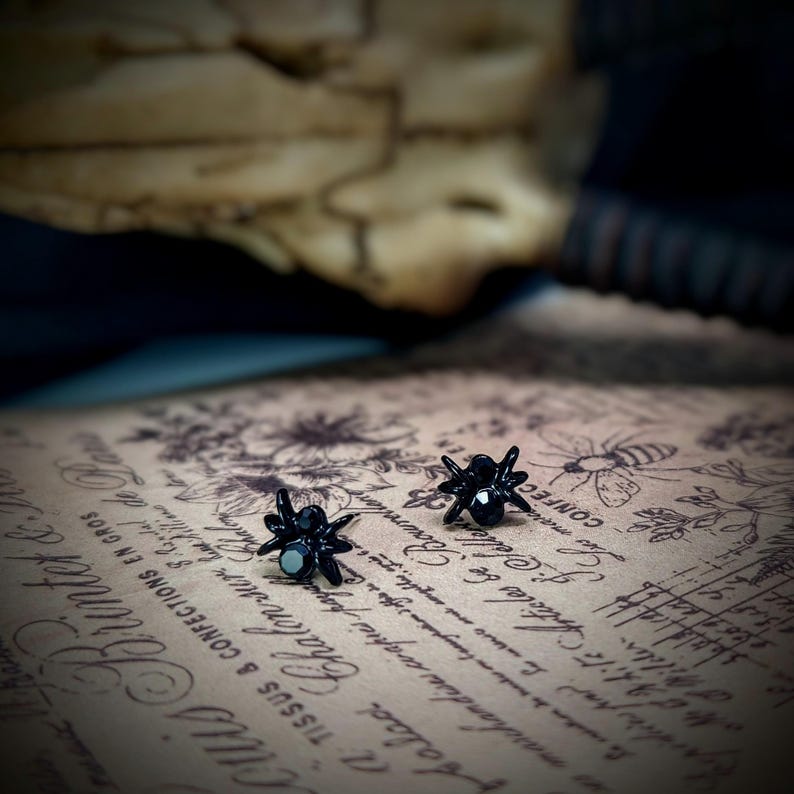 Realistic Spider Stud Earrings – Tiny Black Spider Earrings, Realistic ...