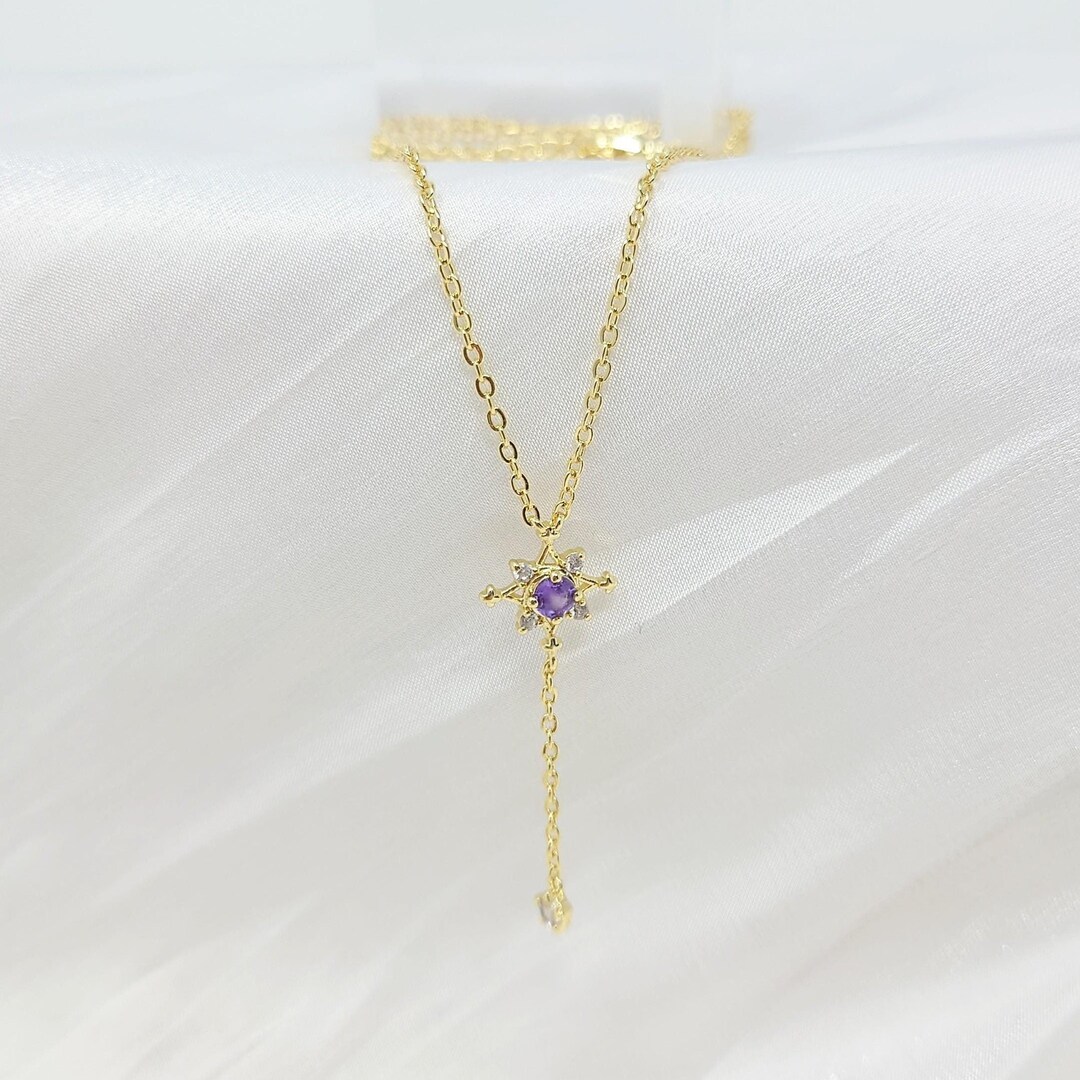 Purple Shooting Star Necklace Gold Celestial Jewelry Fantasy Starlight ...