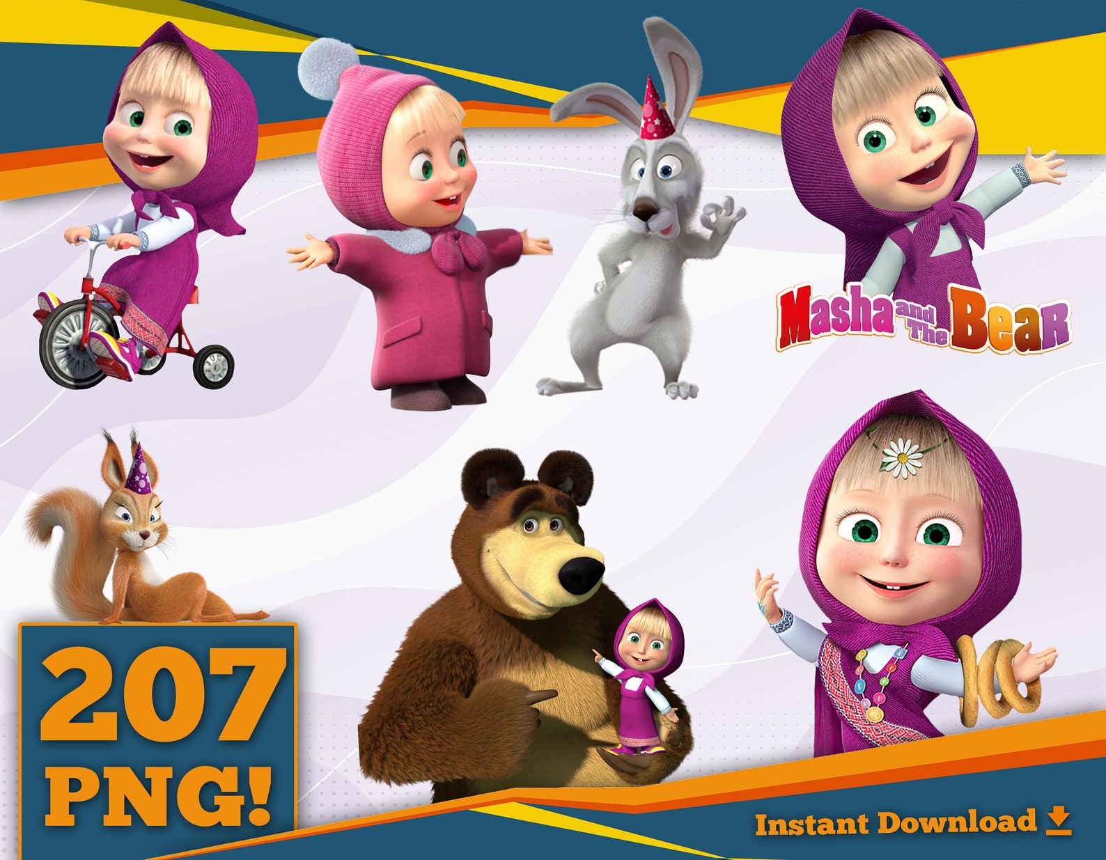 Masha And The Bear Cliparts Masha And Bear PNG Files Masha | Etsy