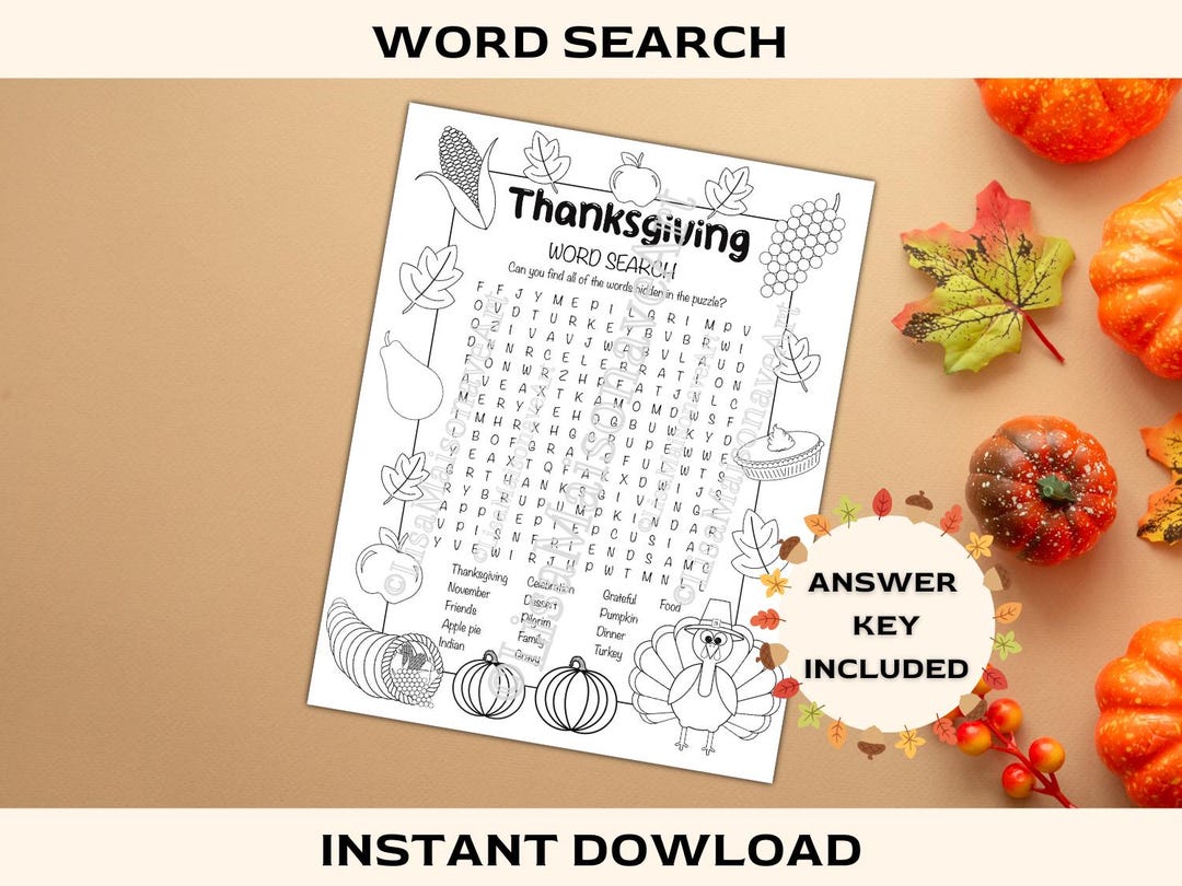 Printable Thanksgiving Word Search for Kids, Kids Coloring Pages ...