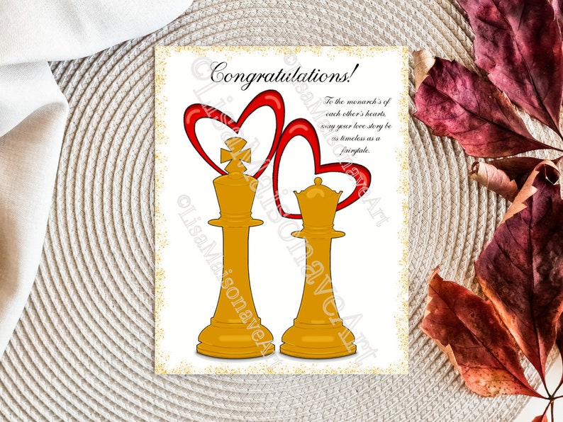King and Queen Wedding Card: Regal Newlyweds Gift (PDF) Instant ...