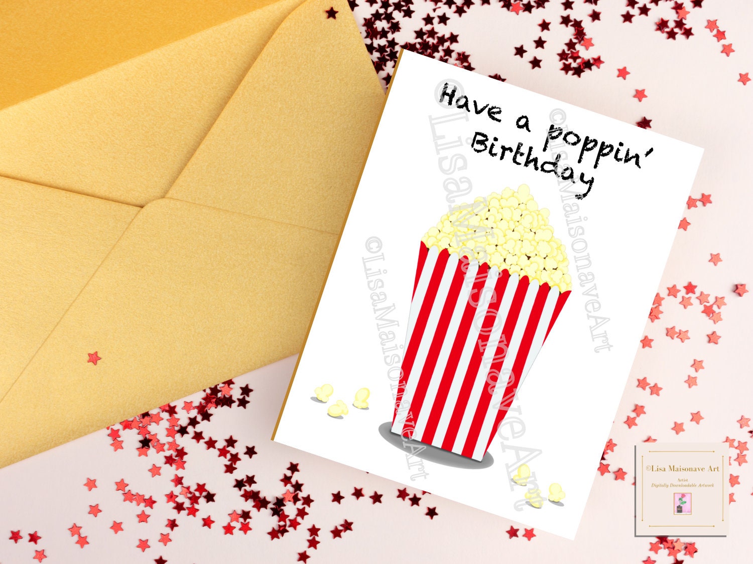 Printable Popcorn Birthday Card: Funny Food Pun (instant Download ...