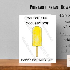 Printable Father's Day Card, INSTANT DOWNLOAD, Funny Popsicle Pun, the ...