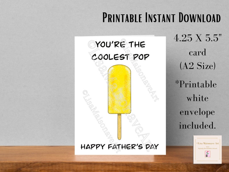 Printable Father's Day Card, INSTANT DOWNLOAD, Funny Popsicle Pun, the ...