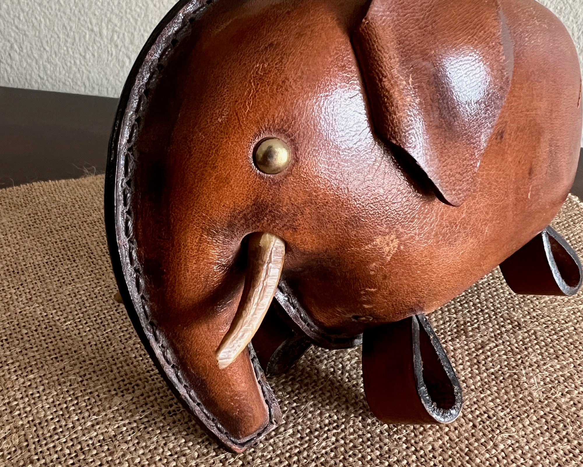 Kounoike Elephant Leather Coin Bank, Vintage Japanese Coin Bank With ...
