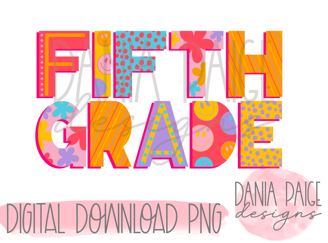 Fifth Grade Png School Grade Png Sublimation Digital - Etsy
