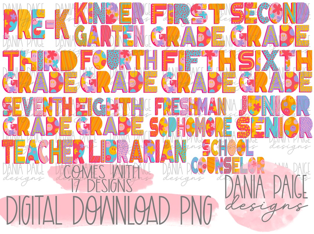 Grade Bundle Png | School Grade Png | K-6 | Sublimation | Digital ...