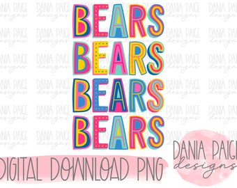 BEARS Doodle Letters Transparent Background Sublimation PNG and SVG ...