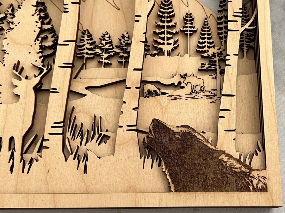 3D Wall Decor, Unique Forest Art, Layered Wall Art, Wooden Wildlife ...