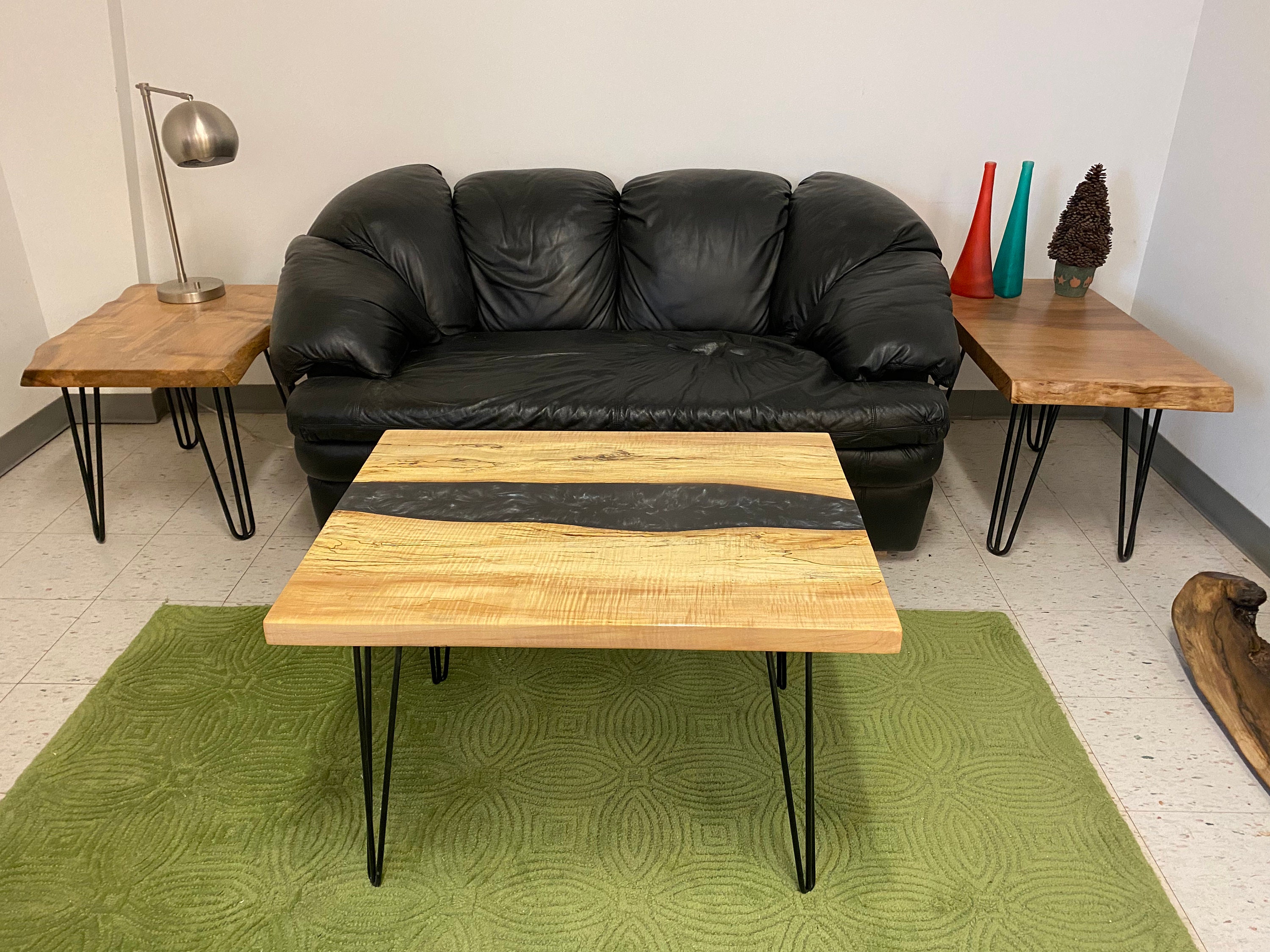 Live Edge Spalted Maple Resin River Coffee Table With Swirly Black ...