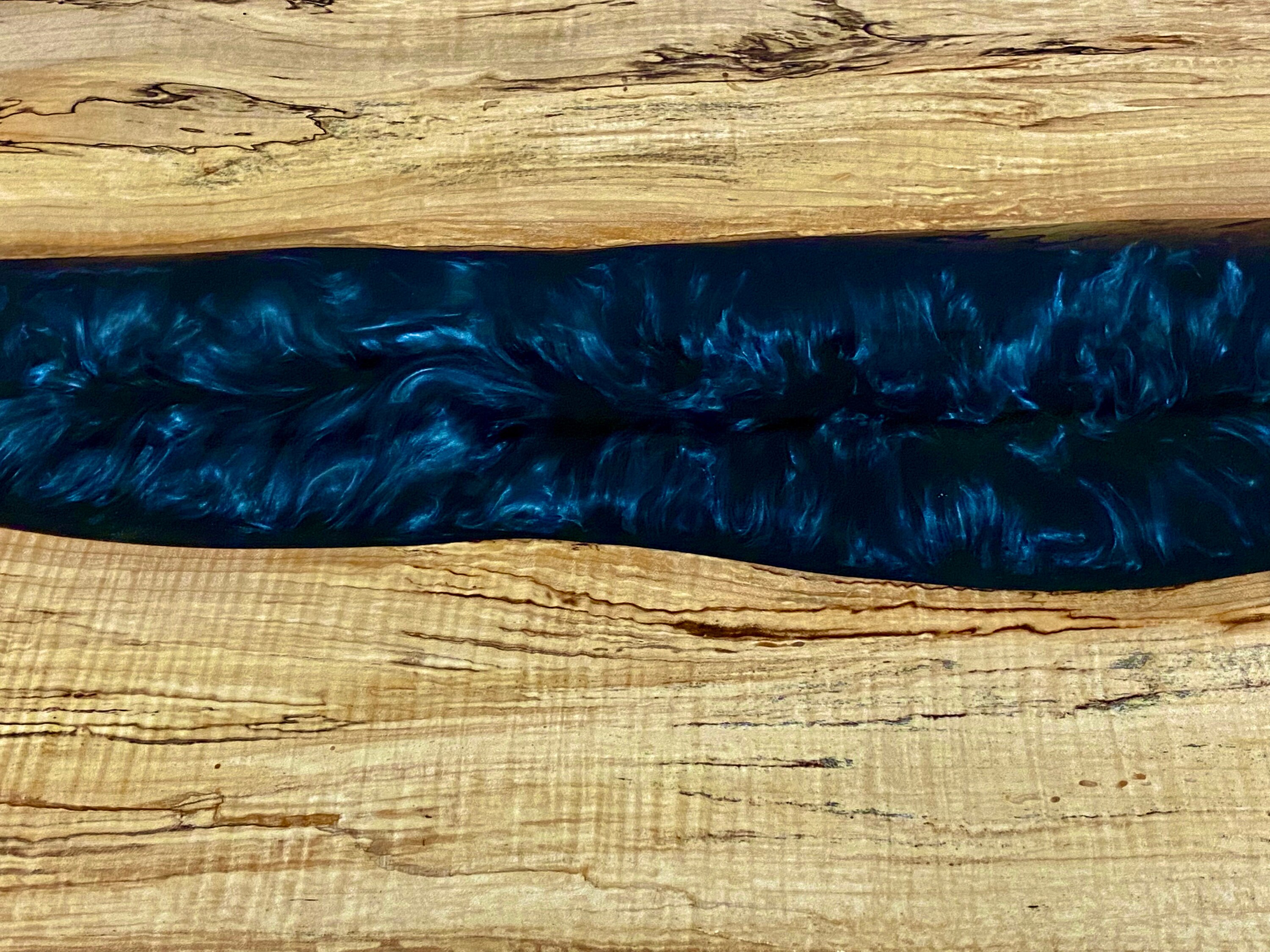 Live Edge Spalted Maple Resin River Coffee Table With Swirly Black ...