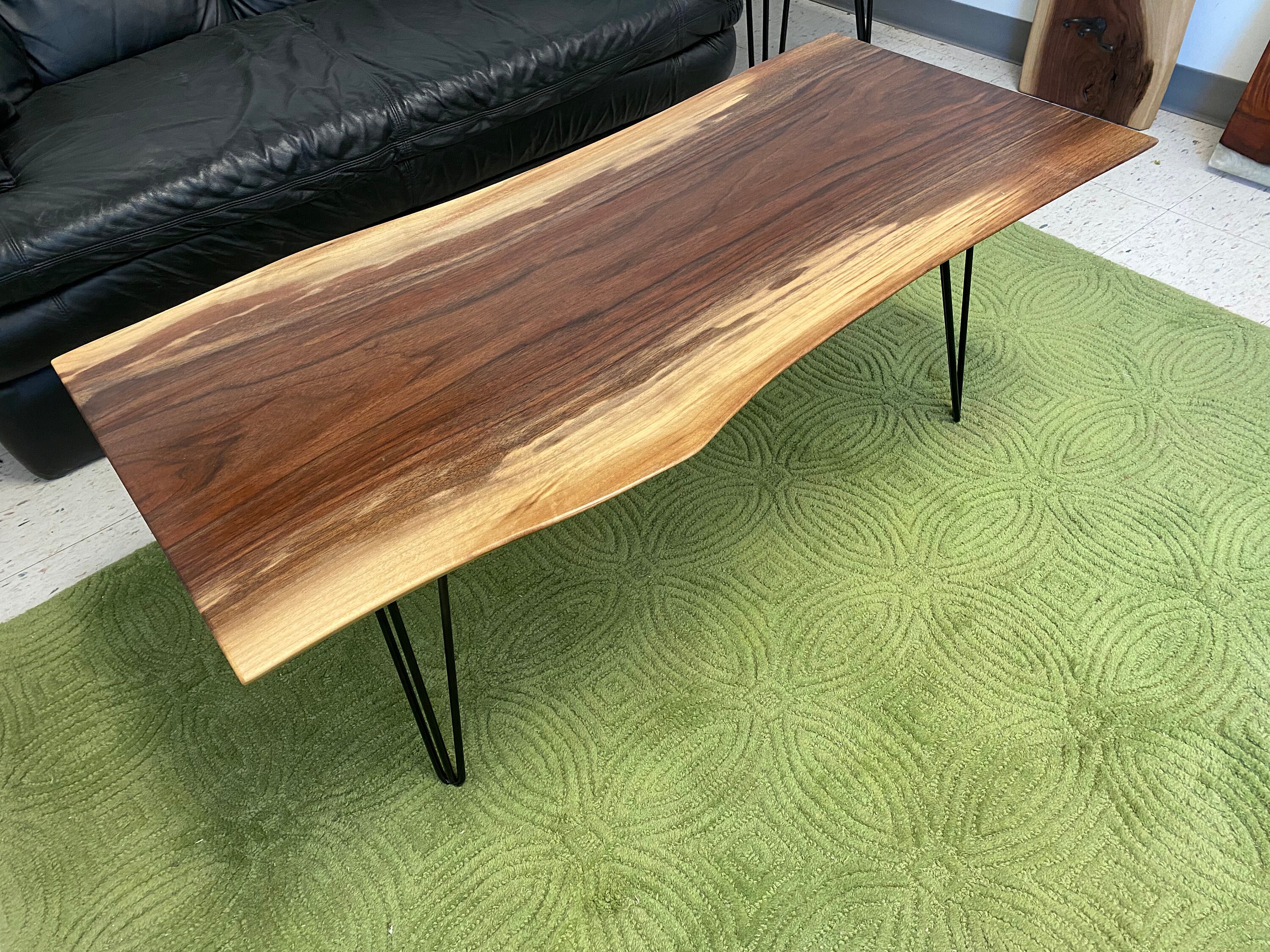 Live Edge Black Walnut Coffee Table With Steel Hairpin Legs Stunning ...