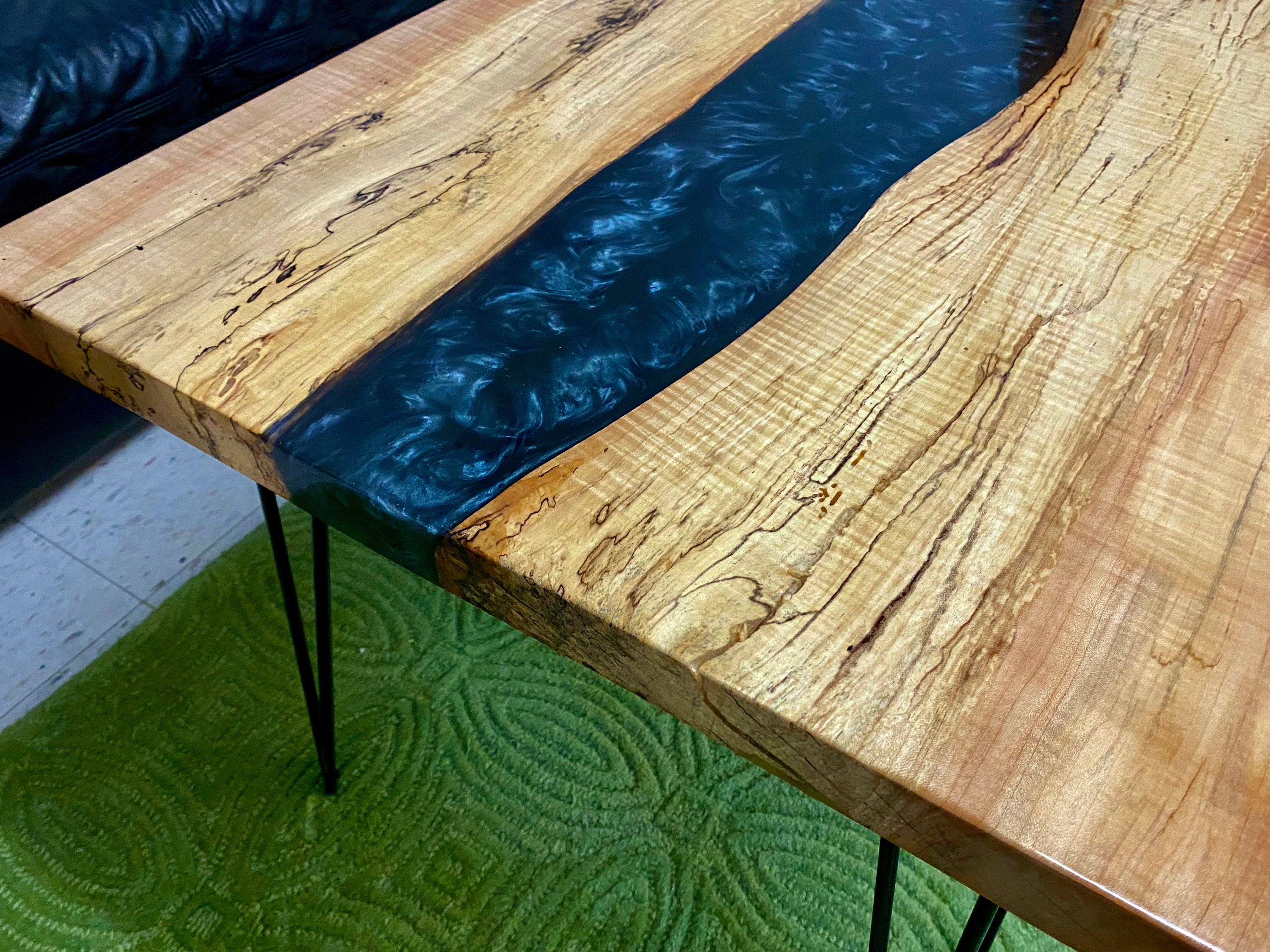 Live Edge Spalted Maple Resin River Coffee Table With Swirly Black ...