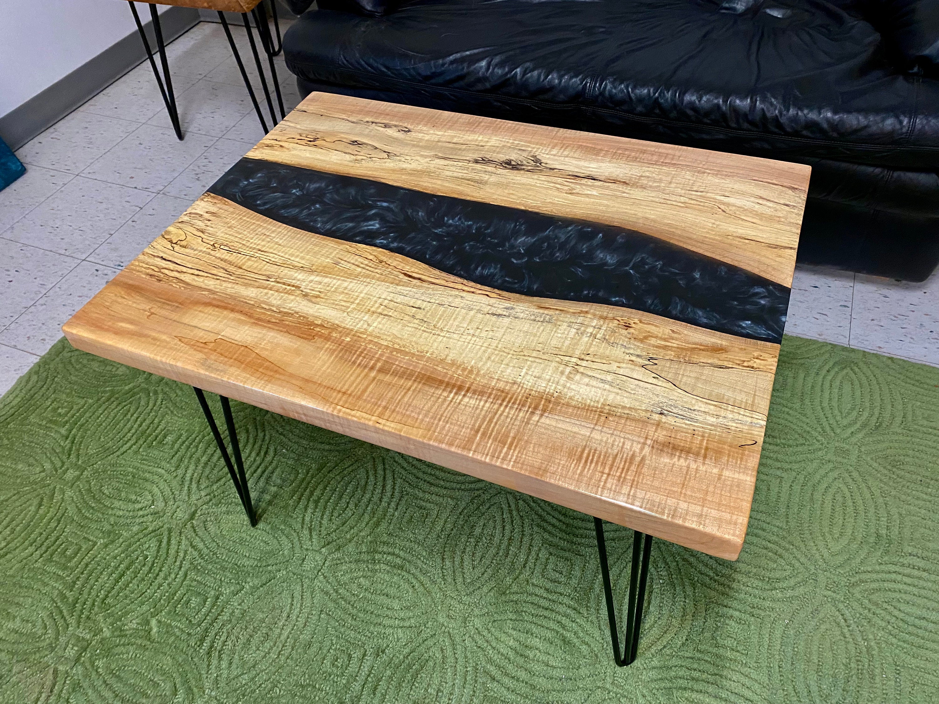 Live Edge Spalted Maple Resin River Coffee Table With Swirly Black ...