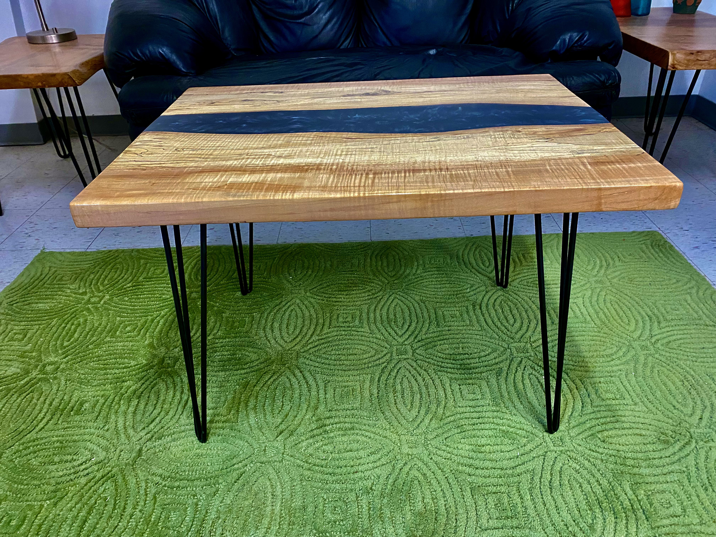 Live Edge Spalted Maple Resin River Coffee Table with Swirly Black ...