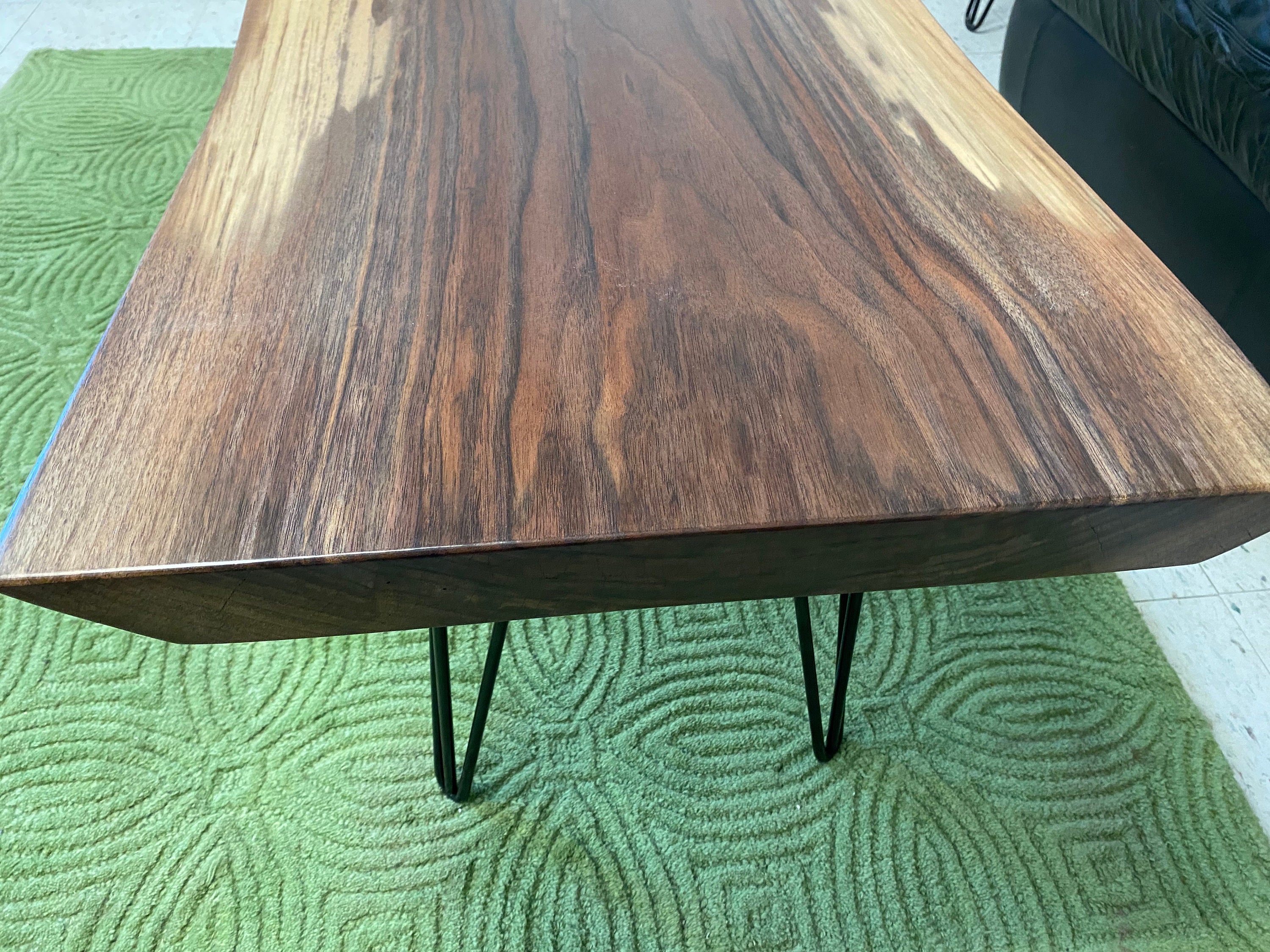 Live Edge Black Walnut Coffee Table with Steel Hairpin Legs - Stunning ...