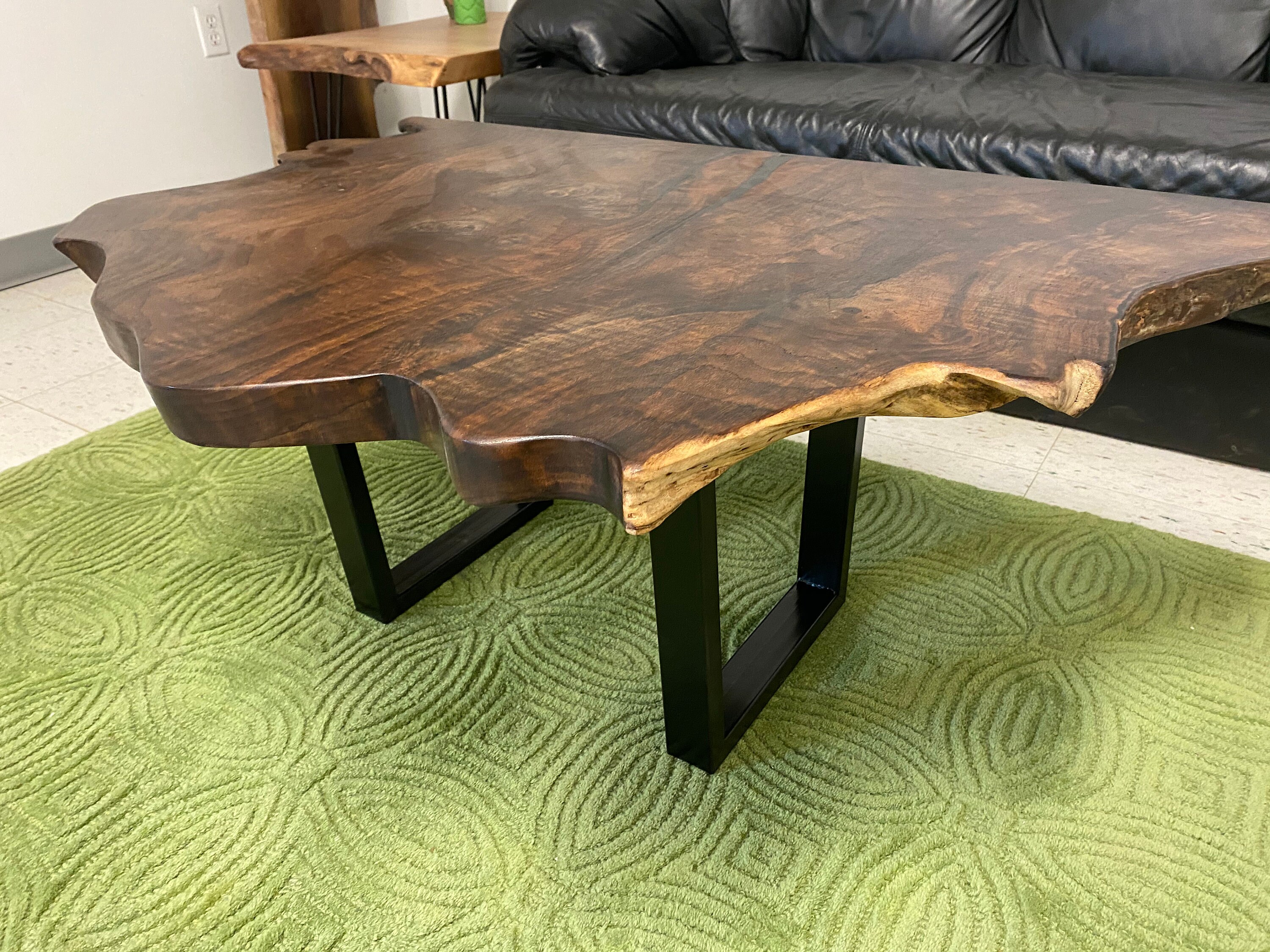 Live Edge Bastogne Walnut Coffee Table with Steel Tube Legs - Stunning ...