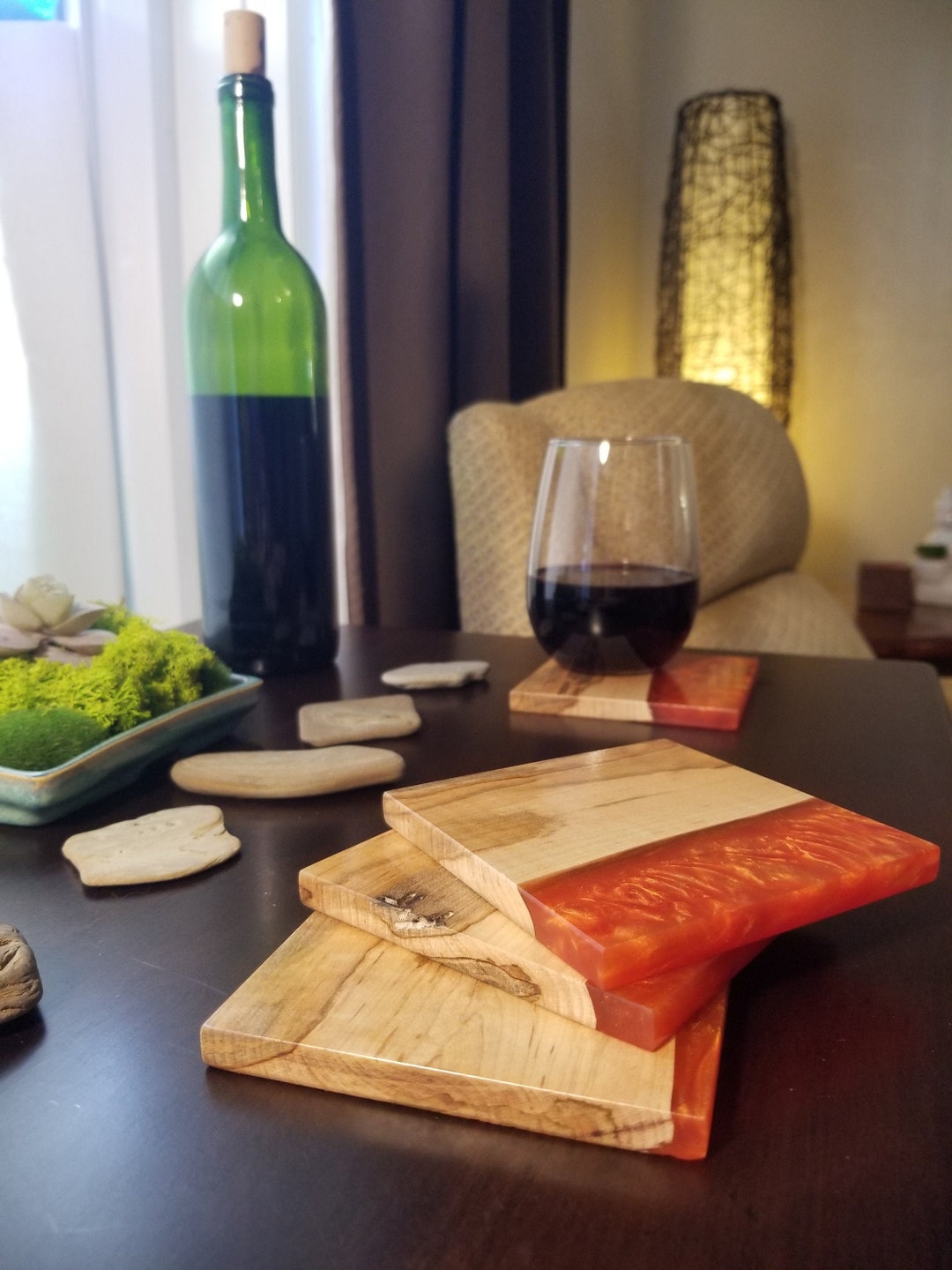 Set of 4 Highly Figured Live Edge Ambrosia Maple Coasters With - Etsy
