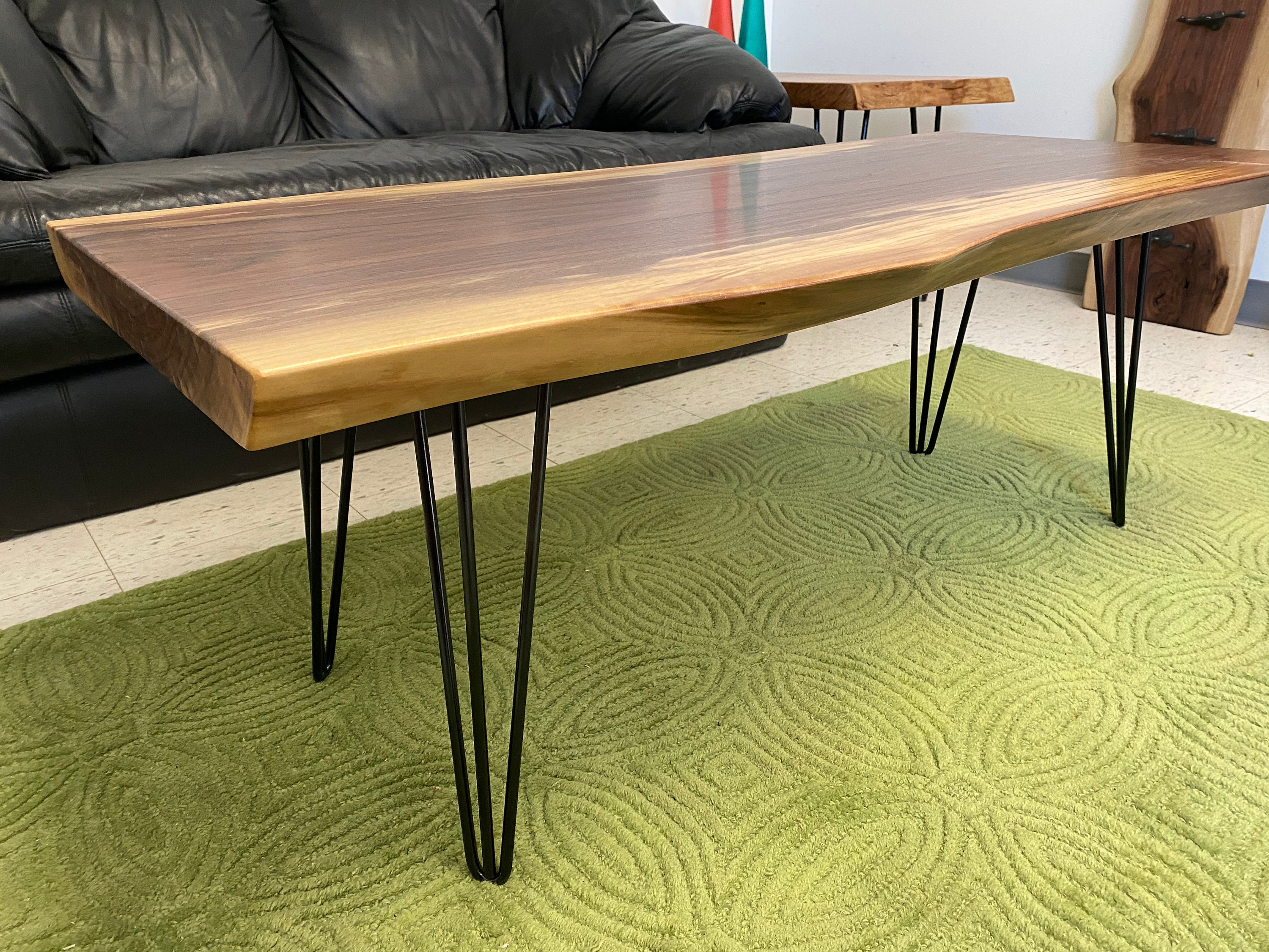 Live Edge Black Walnut Coffee Table With Steel Hairpin Legs Stunning ...