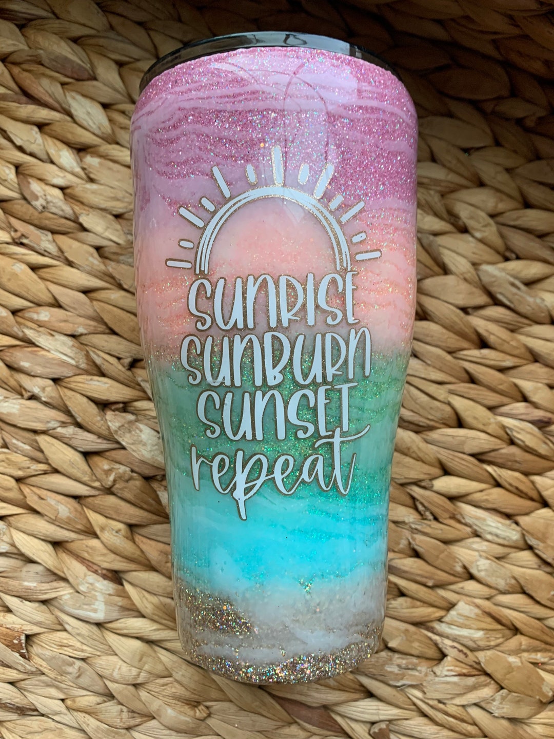 BEACH GLITTER TUMBLERS: Choose One, Your Design or Mine–sunrise Sunburn ...