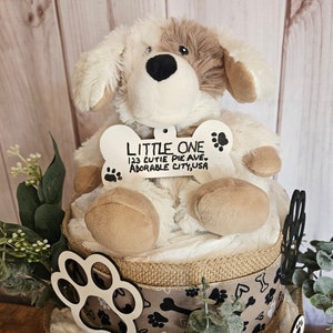 Puppy Diaper Cake, Puppy Baby Shower Decoration, Boho Puppy Centerpiece ...