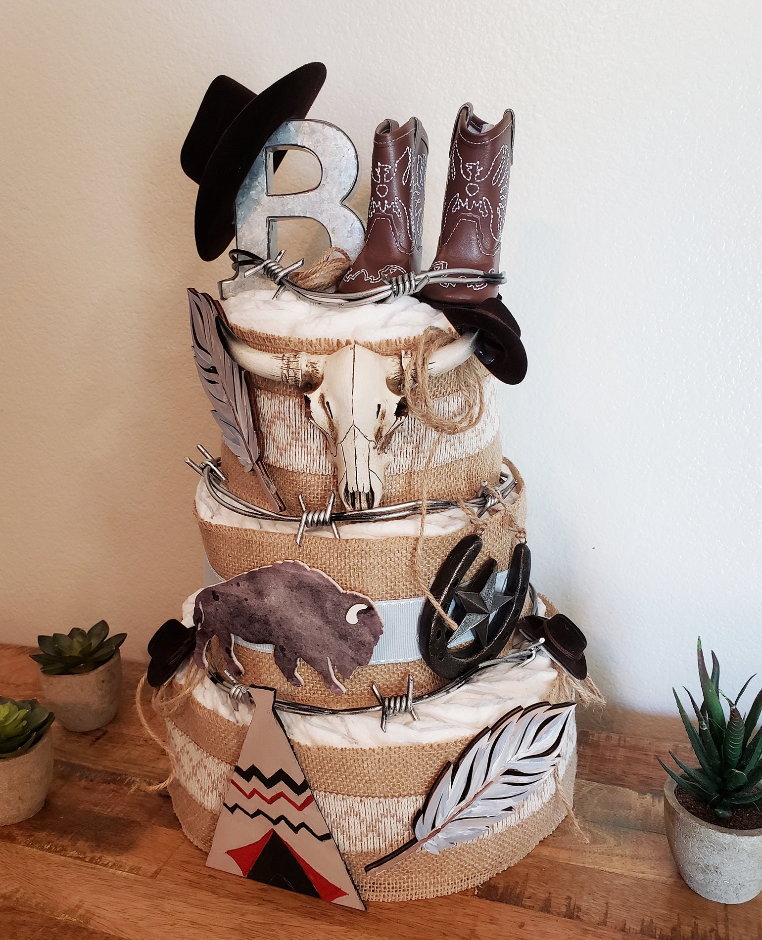 Western 3 Tier Diaper Cake Cowboy Diaper Cake-cowboy Baby - Etsy