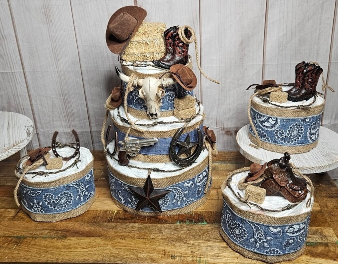 Cowboy Theme Diaper Cake-western Diaper Cake-cowboy Theme Baby Shower ...